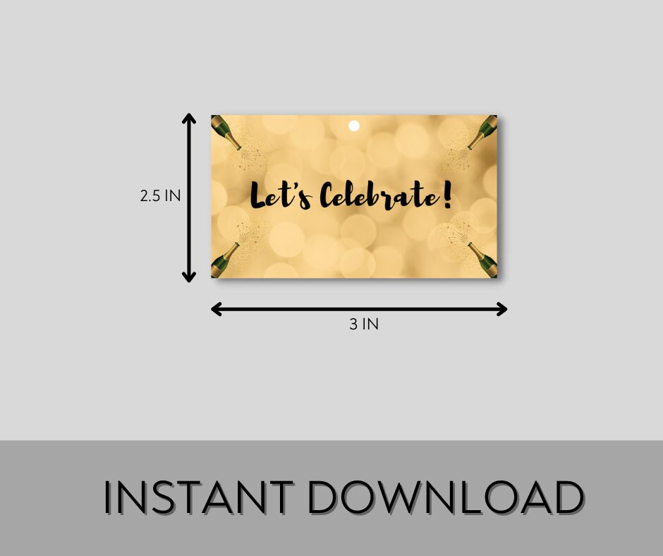 Printable Happy Birthday Gift Tags, Tags for Gifts, Poppin' Champagne ...