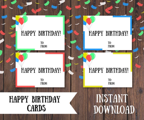 Printable Happy Birthday Cards Birthday Variety Pack Balloon | Etsy