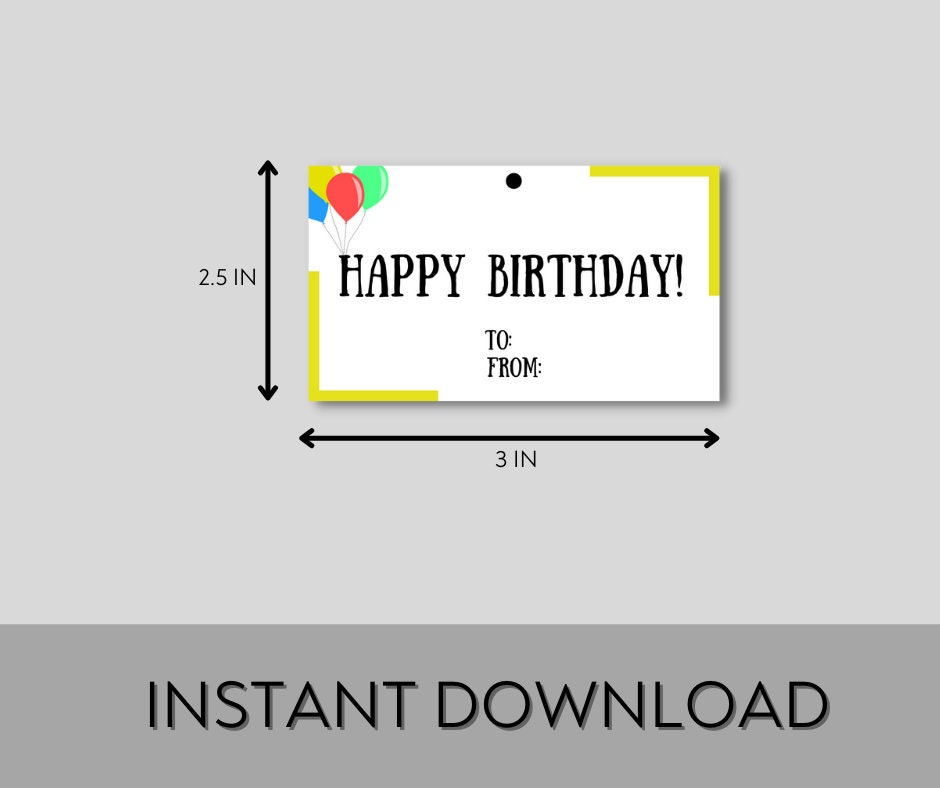 Printable Happy Birthday Gift Tags, Tags for Gifts, Balloon Gift Tags ...