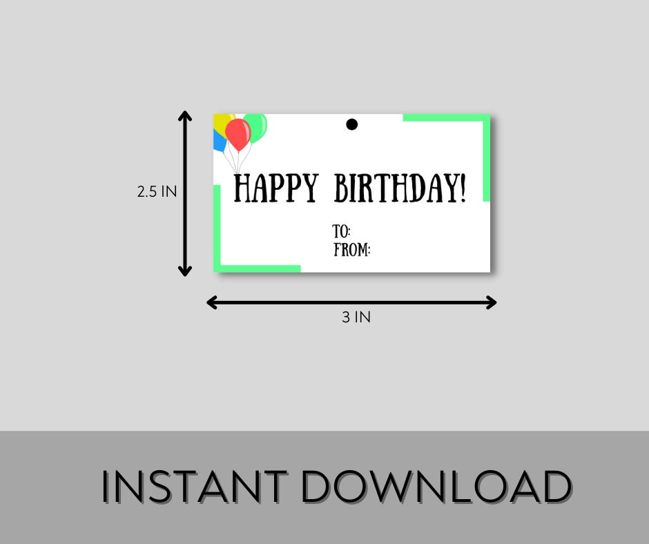 Printable Happy Birthday Gift Tags, Tags for Gifts, Balloon Gift Tags ...