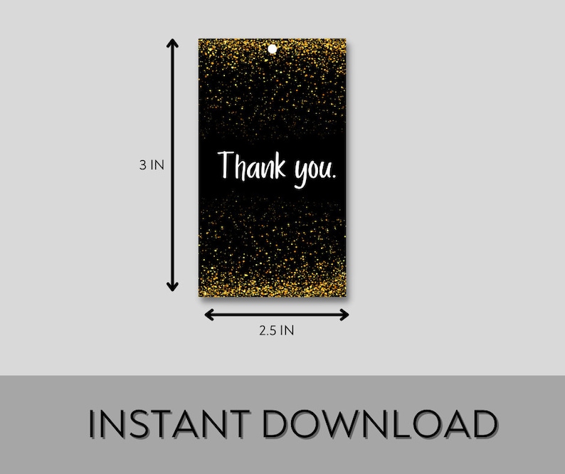 Printable Black and Gold Thank You Gift Tags, Formal Gift Tags, Wedding ...