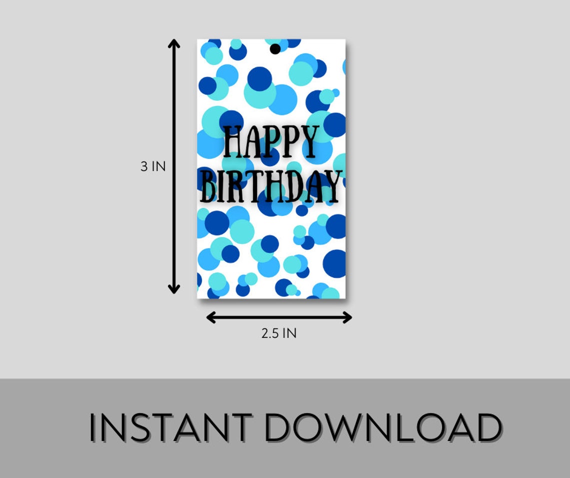 Printable Happy Birthday Gift Tags, Tags for Gifts, Blue Gift Tags ...