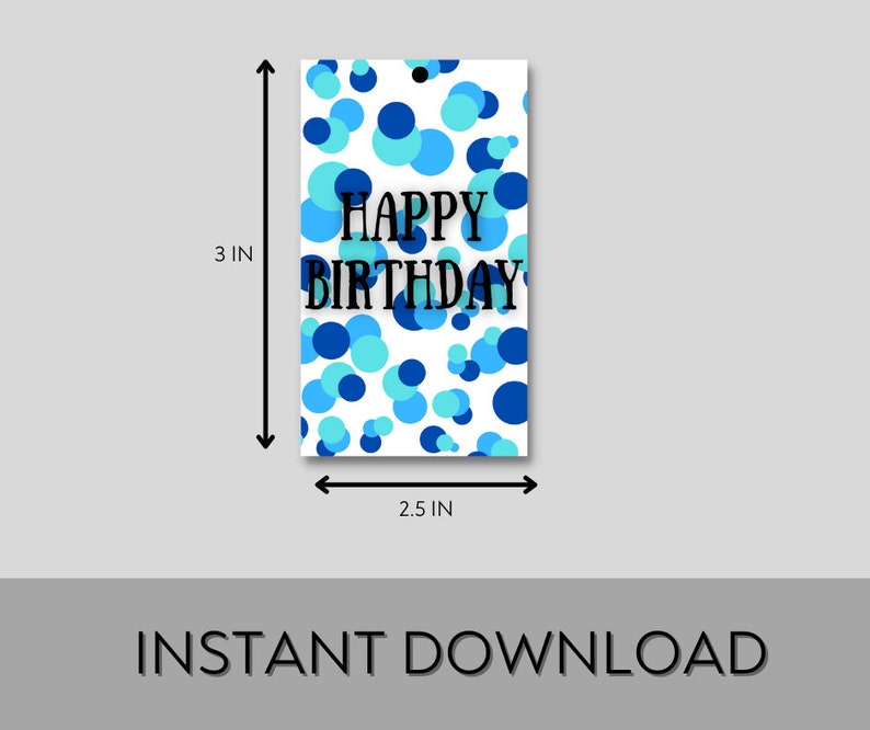 Printable Happy Birthday Gift Tags, Tags for Gifts, Blue Gift Tags ...