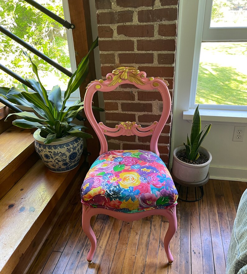 Eclectic Boho Chair, Dining Chair, Customizable Chair, Antique Balloon ...