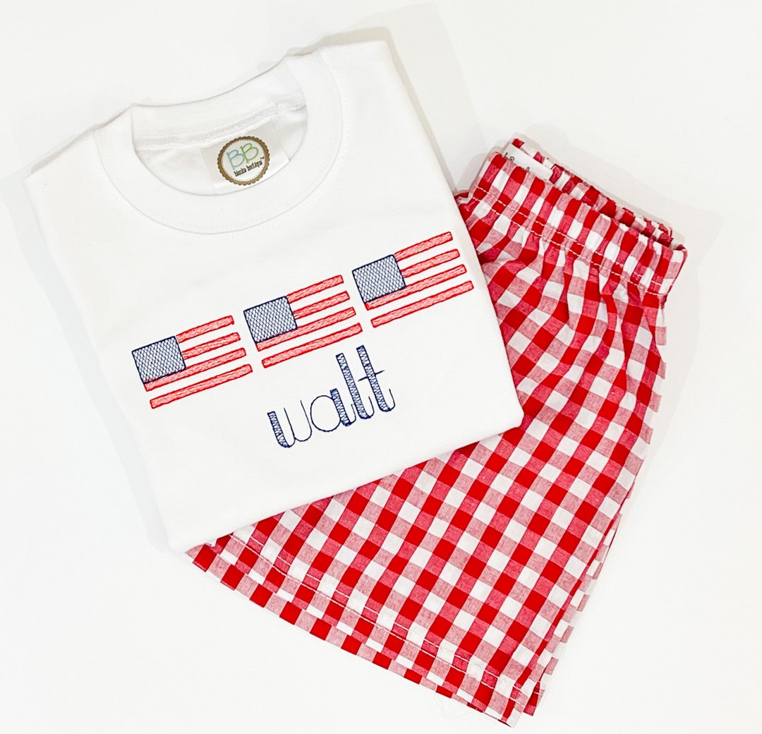 Boys American Flag Embroidered Shirt: Personalized Patriotic Tee - Etsy