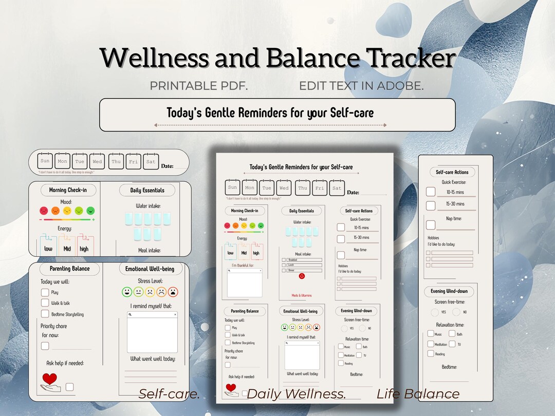 Student Wellness Tracker – Editable Self‑care and Habit Tracking ...