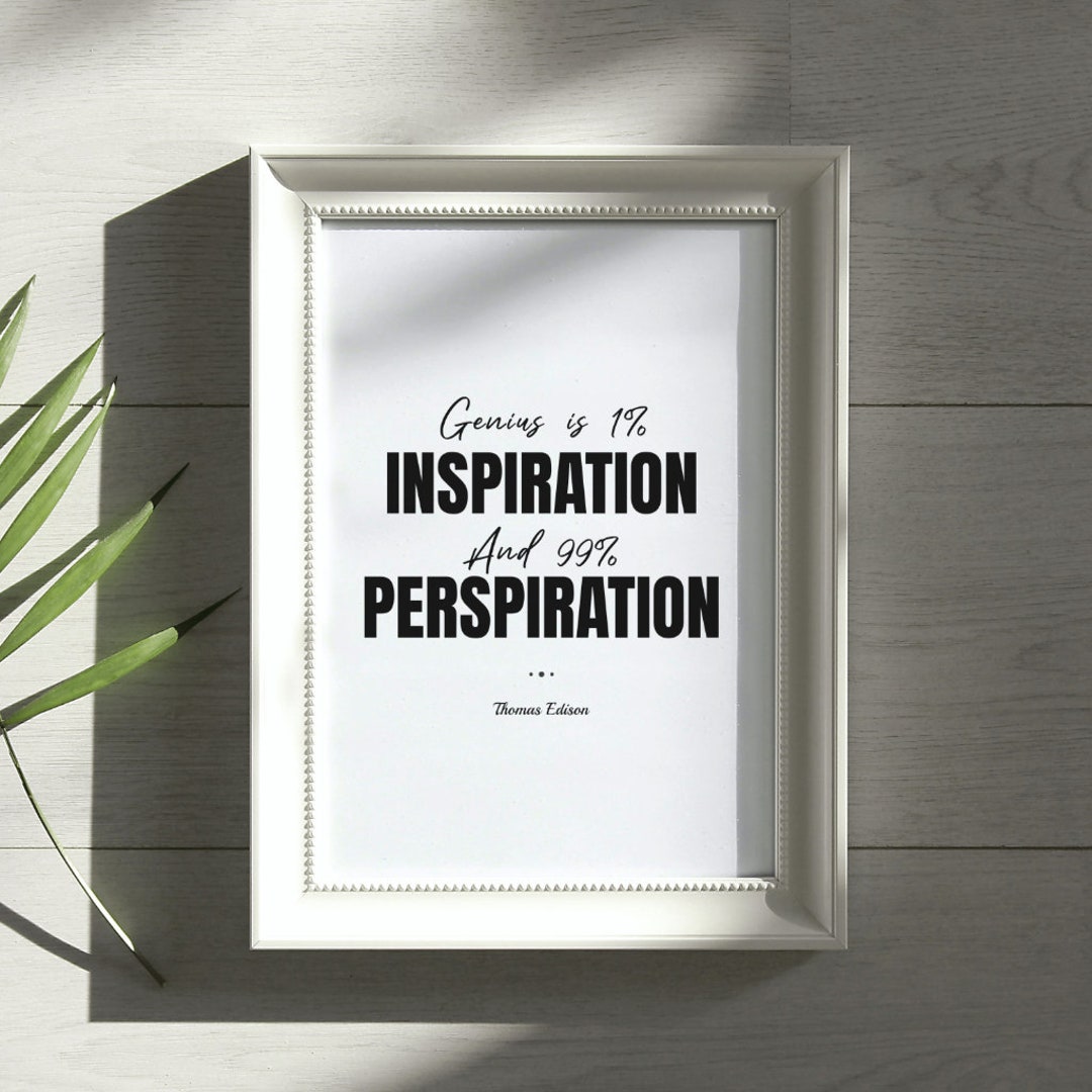 Thomas Edison Inventor Hard Work Business Quotes, Office Digital Poster ...