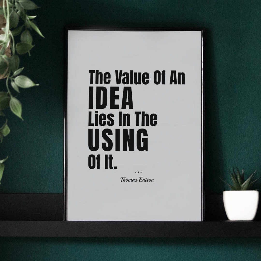 Thomas Edison Quote Poster: Office Inspiration Wall Art (digital ...