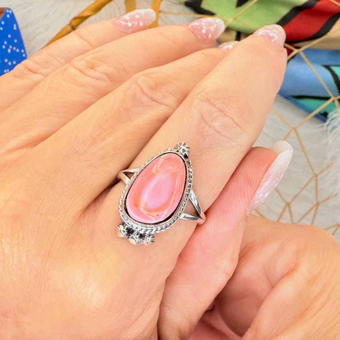 1/2 Price! NAVAJO Native American PINK CONCH Shell Sterling Silver Size ...