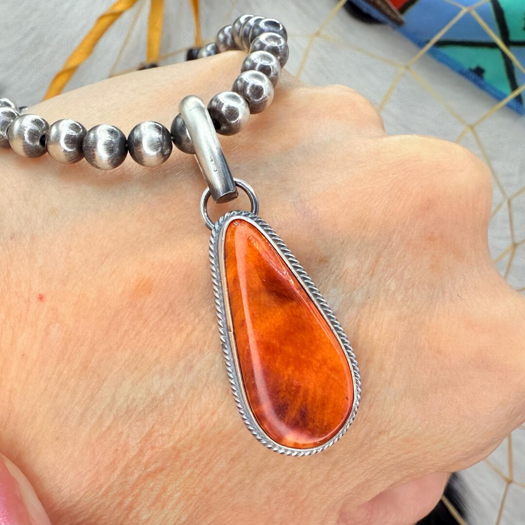 1/2 Price! NAVAJO Native American Orange SPINY Oyster Sterling Silver ...