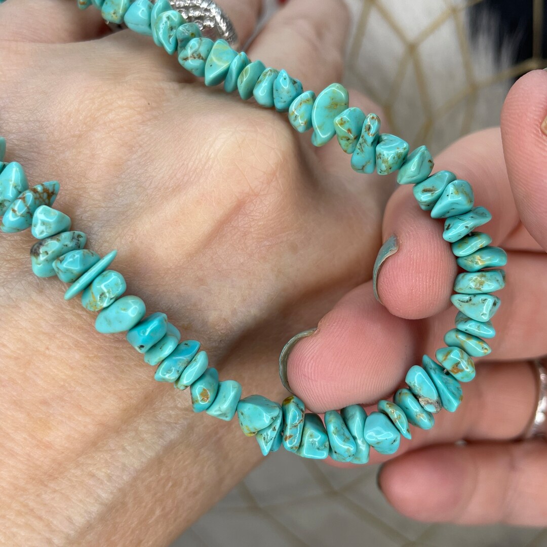 1/2 Price NAVAJO Native American Kingman Turquoise Nugget Necklace 17 1 ...