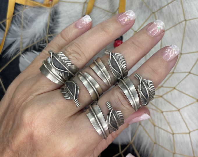 1/2 Price! NAVAJO Native American Sterling Silver ADJUSTABLE Feather ...