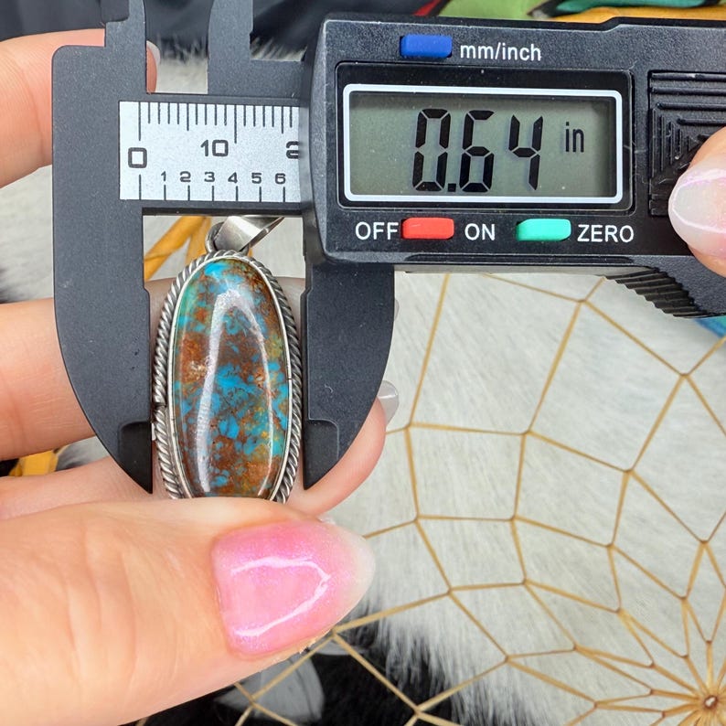 Handmade Navajo KINGMAN Turquoise Pendant in Sterling Silver - Native ...