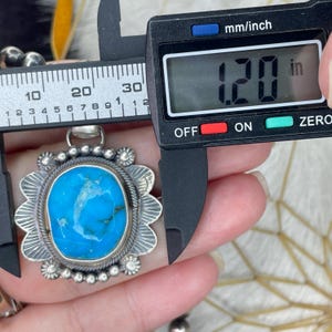 NAVAJO Native American KINGMAN Turquoise LARGE Pendant in Sterling ...