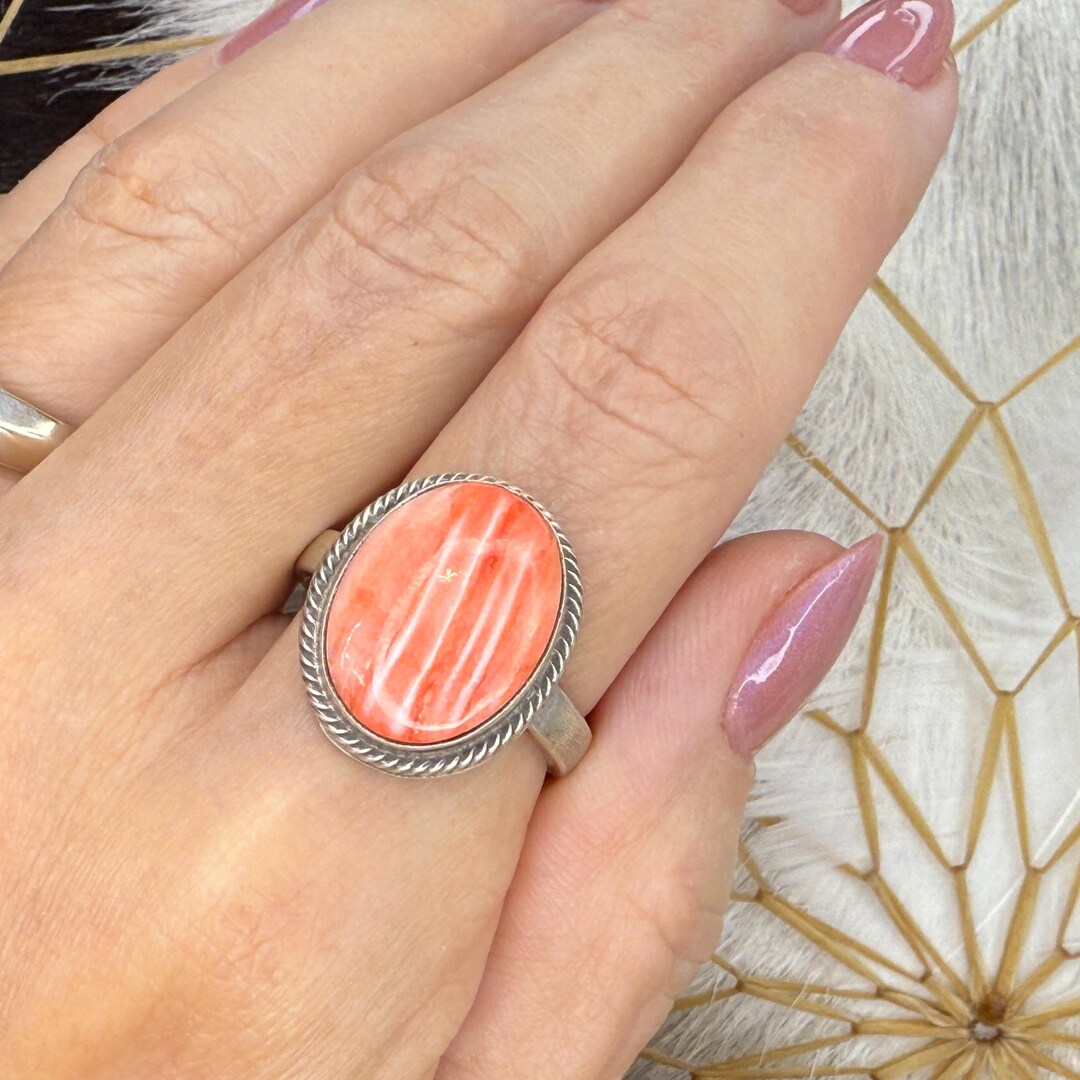 1/2 Price NAVAJO Native American Orange SPINY OYSTER and Sterling ...