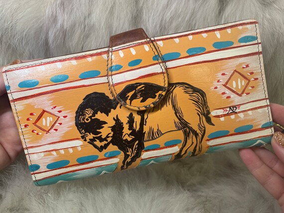 American Darling Hand Painted Carved Leather Wallet Features a - Etsy