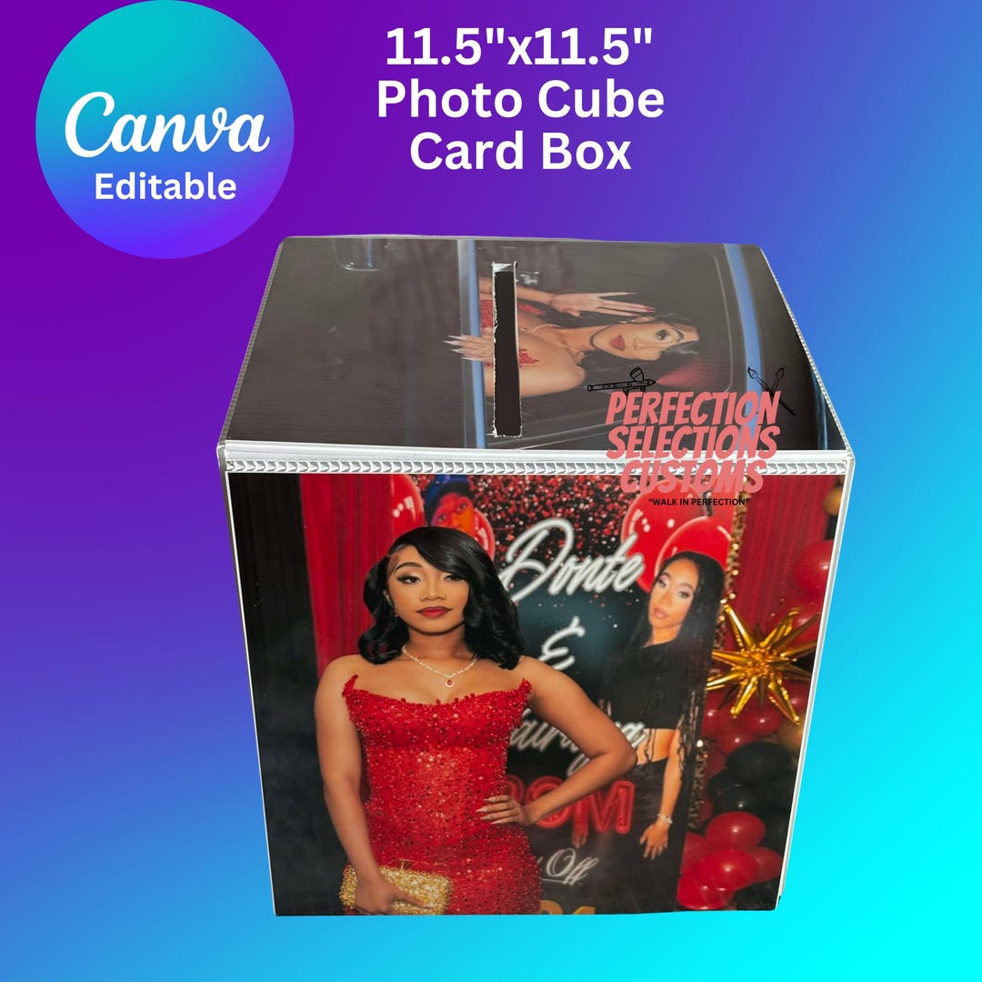 Photo Cube Card Box (template Only) - Etsy