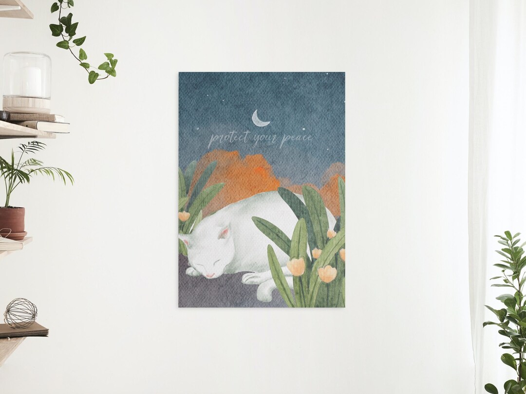 Protect Your Peace Cat Wall Art | Cat Printable | Watercolor Wall Art ...