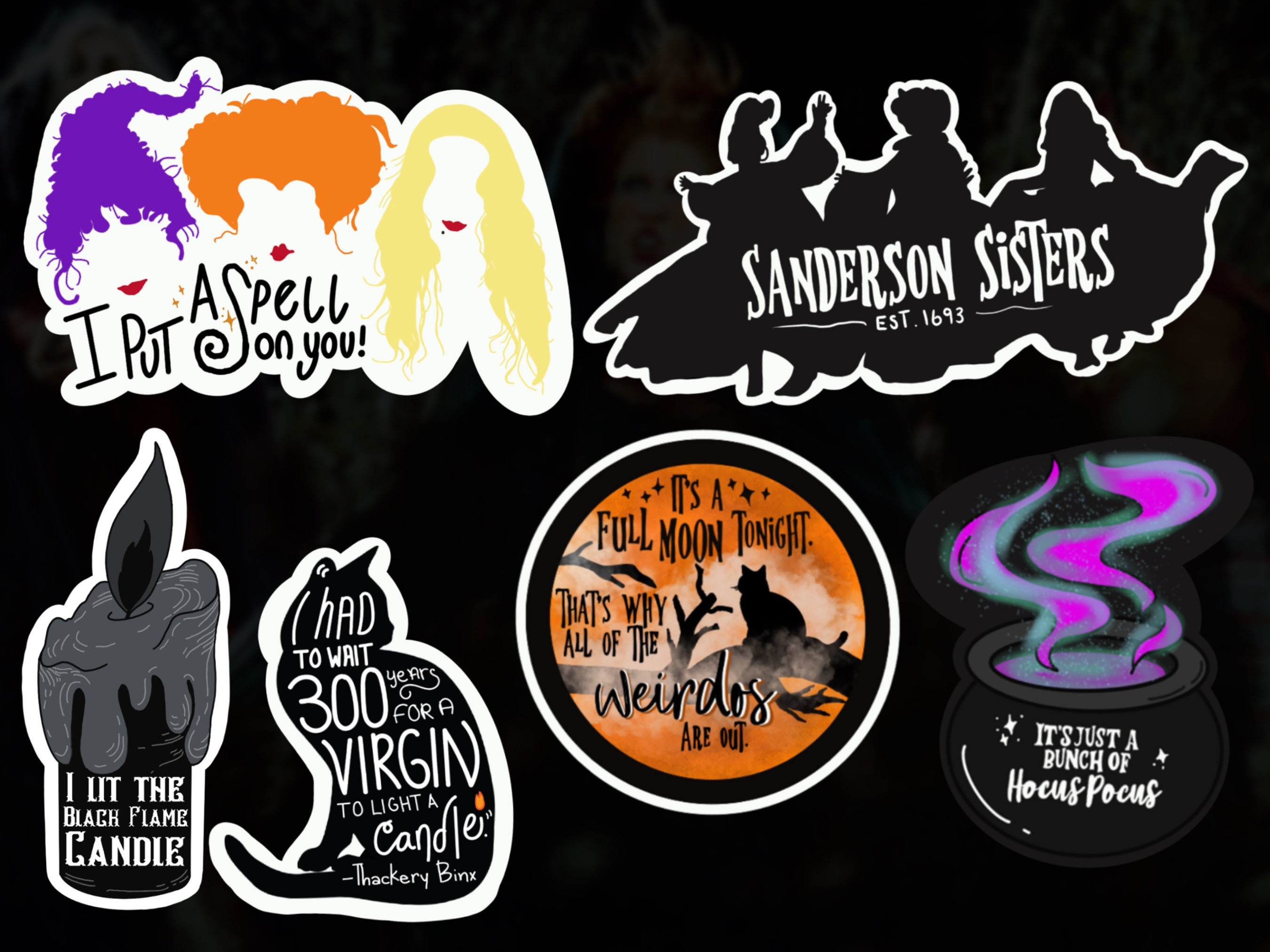 Hocus Pocus Stickers Halloween Stickers Hocus Pocus - Etsy