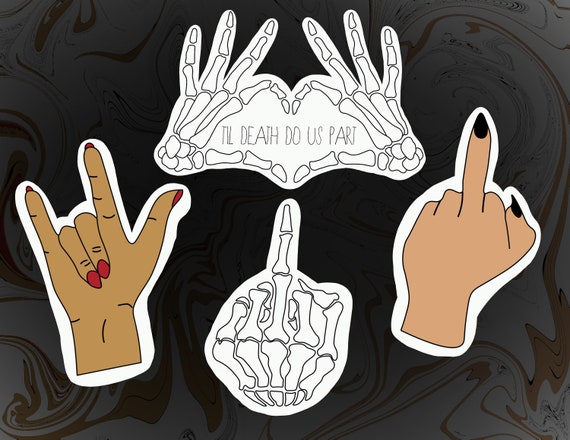 Middle Finger Stickers Skeleton Stickers Die Cut Stickers | Etsy