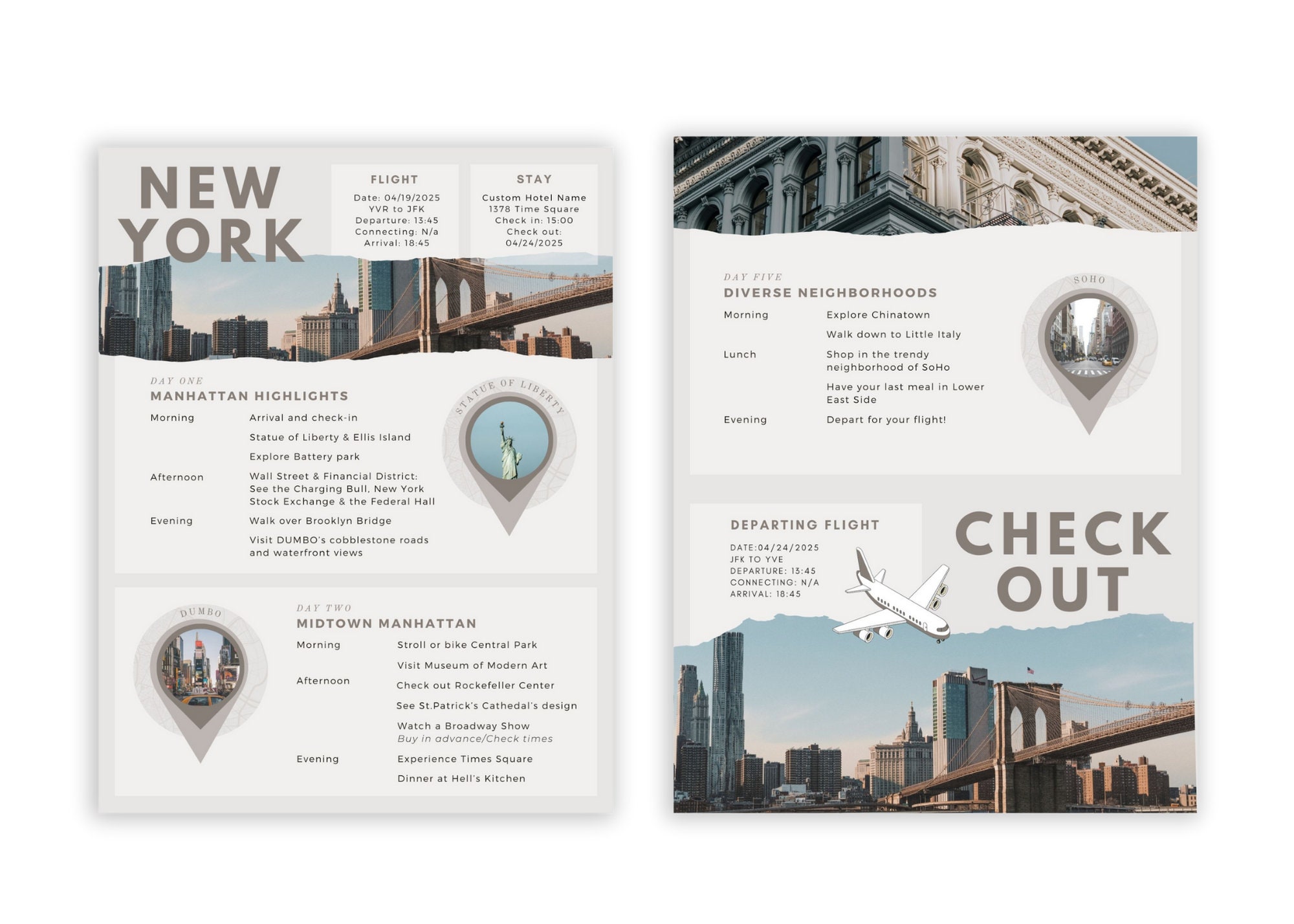 New York Travel Itinerary Template, Modern Guide, Desktop, Ipad, Tablet ...