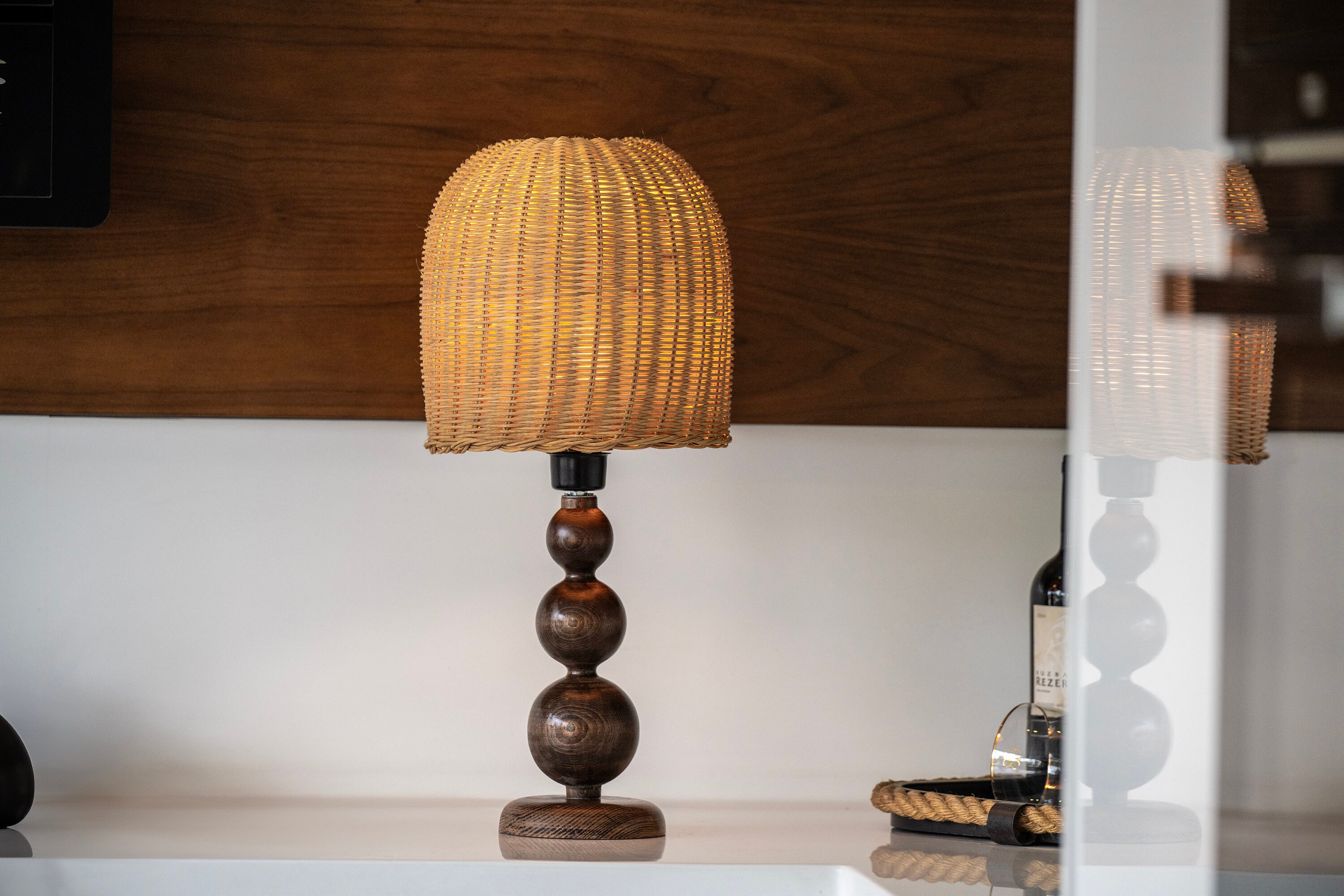 Rattan Table Lamp , Wood Base Handmade Lampshade , Bamboo Table Lamp ...