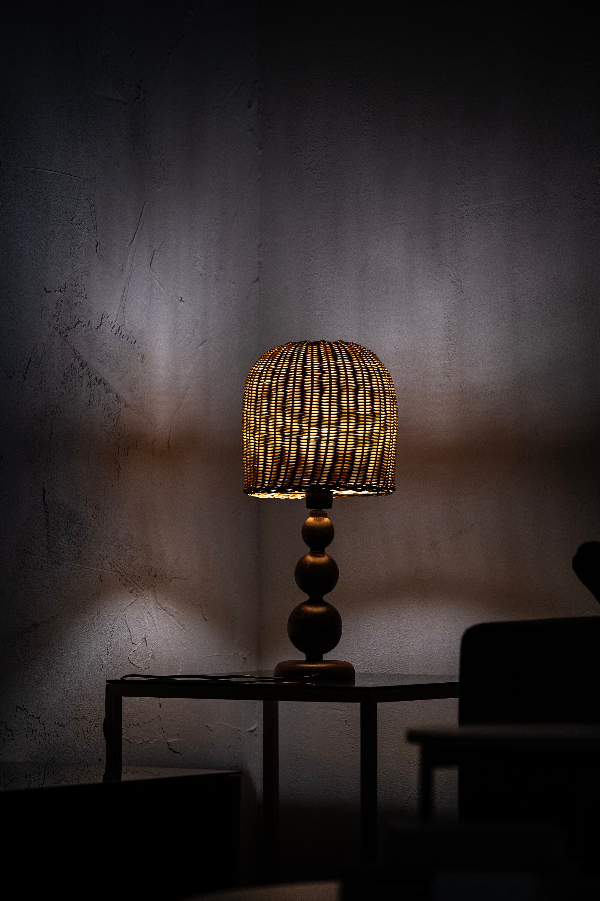 Rattan Table Lamp , Wood Base Handmade Lampshade , Bamboo Table Lamp ...