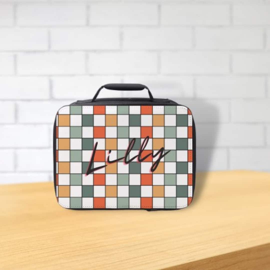 Personalized Retro Checkered Lunch Box Insulated Lunch Box - Etsy