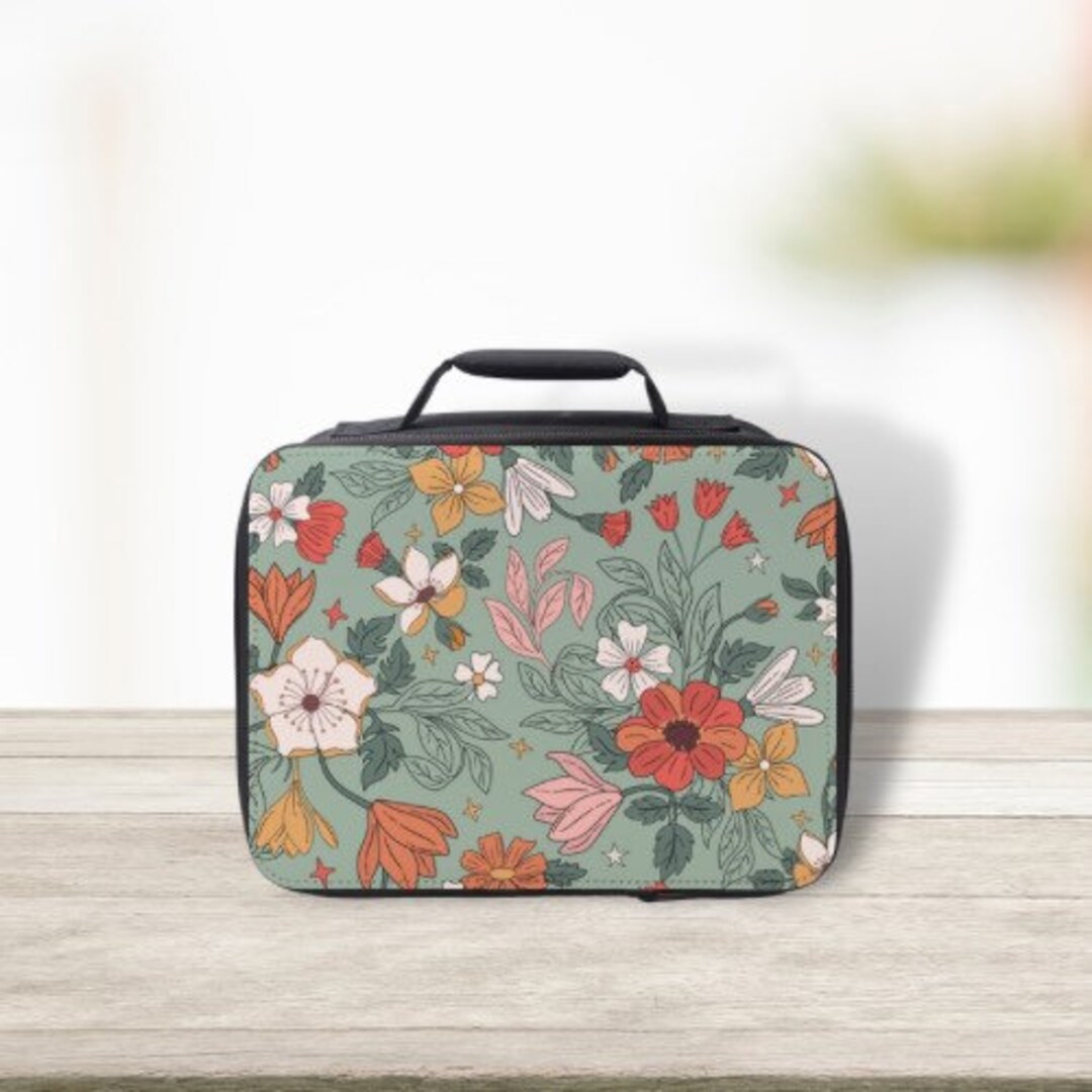 Retro Floral Lunch Box Lunch Tote - Etsy