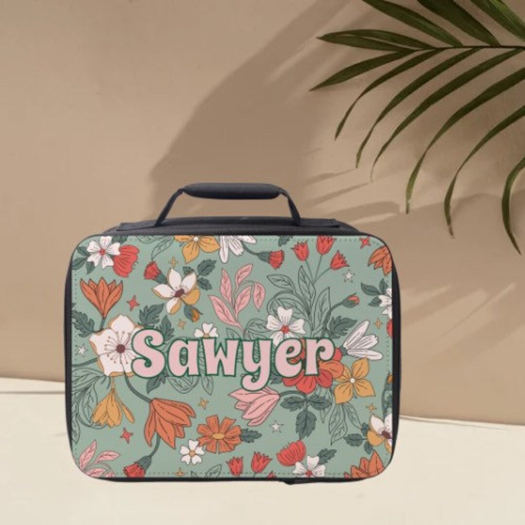Custom Name Insulated Floral Lunch Box - Etsy