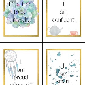 Printable Positive Affirmation Cards for Kids! Beautiful Watercolor ...