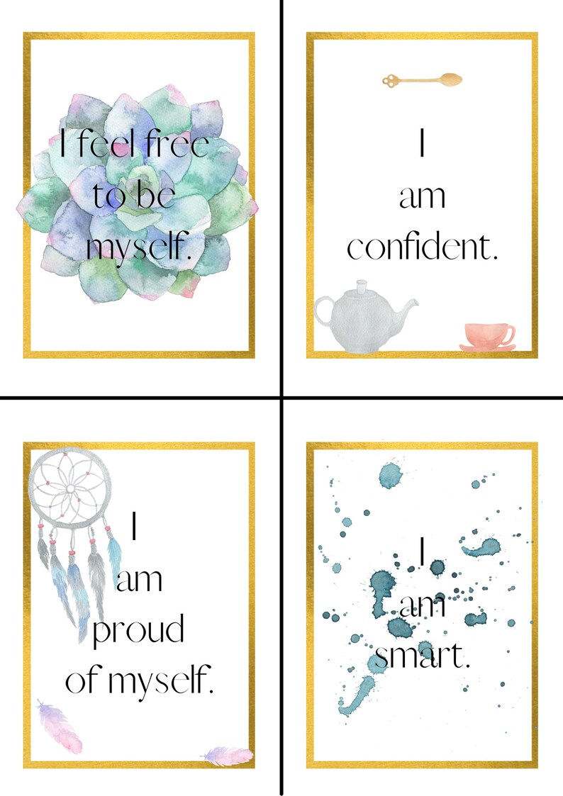 Printable Positive Affirmation Cards for Kids! Beautiful Watercolor ...