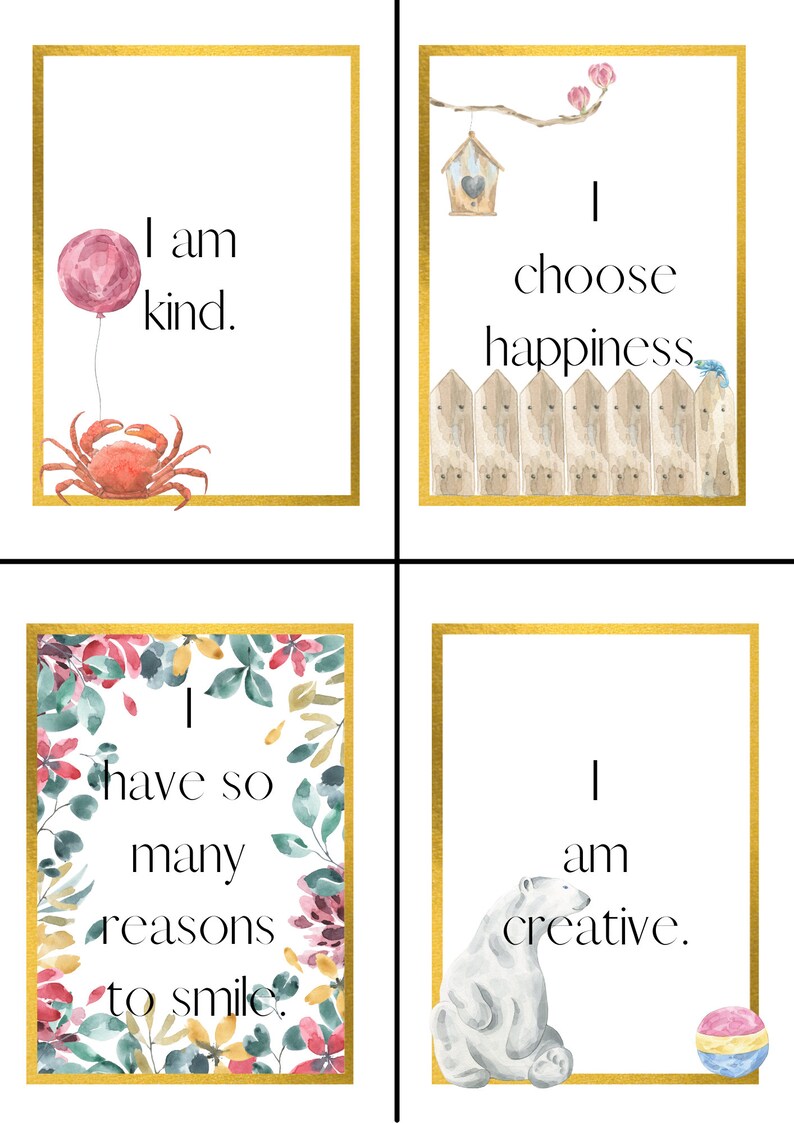 Printable Positive Affirmation Cards for Kids! Beautiful Watercolor ...