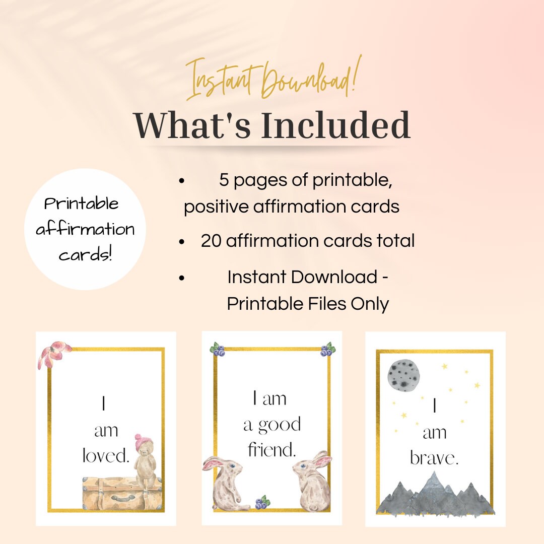 Printable Positive Affirmation Cards for Kids! Beautiful Watercolor ...