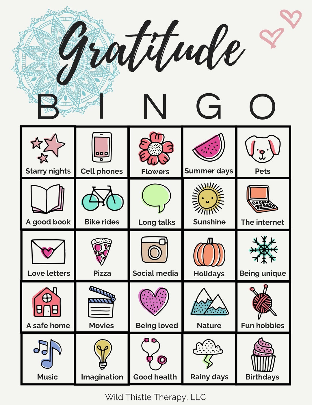 Gratitude Bingo, Mindfulness Activities, Gratitude Games - Etsy