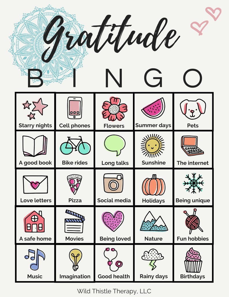 Gratitude Bingo, Mindfulness Activities, Gratitude Games - Etsy