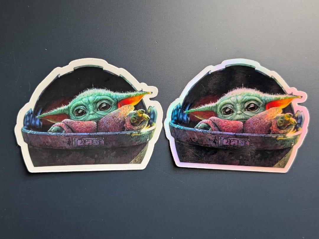 Grogu 3" Vinyl Clear and Holographic Stickers - Etsy