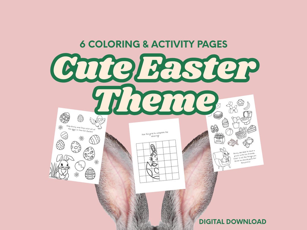 Easter Bunny Coloring Pages, Kids Activity Pack, Printable Fun (digital ...