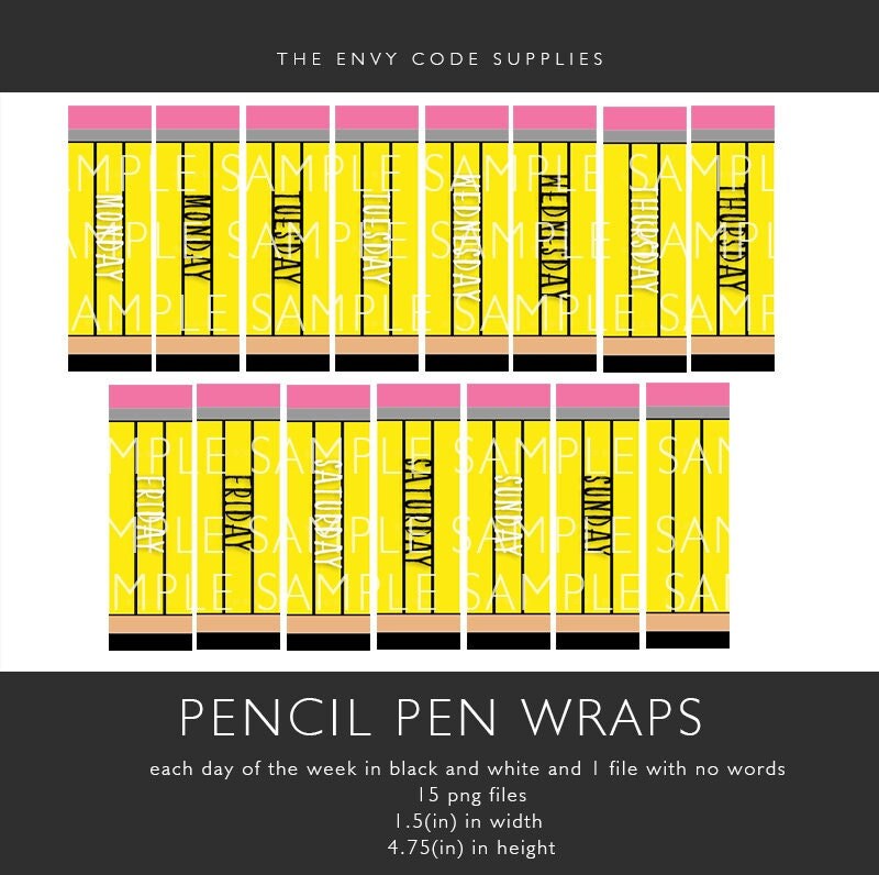 Pencil Pen Wraps Png Files - Etsy