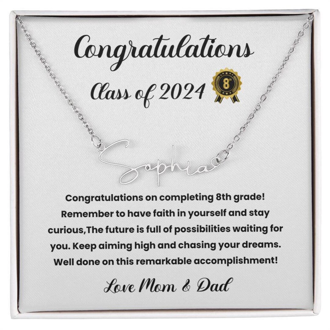 8th Grade Name Necklace Middle School Graduation Gift Eighth Grade ...
