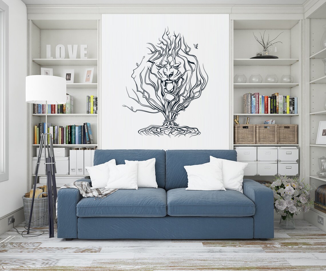 Tiger | Tree | Fire | SVG, DXF, AI Digital Vector Design for Plasma and ...