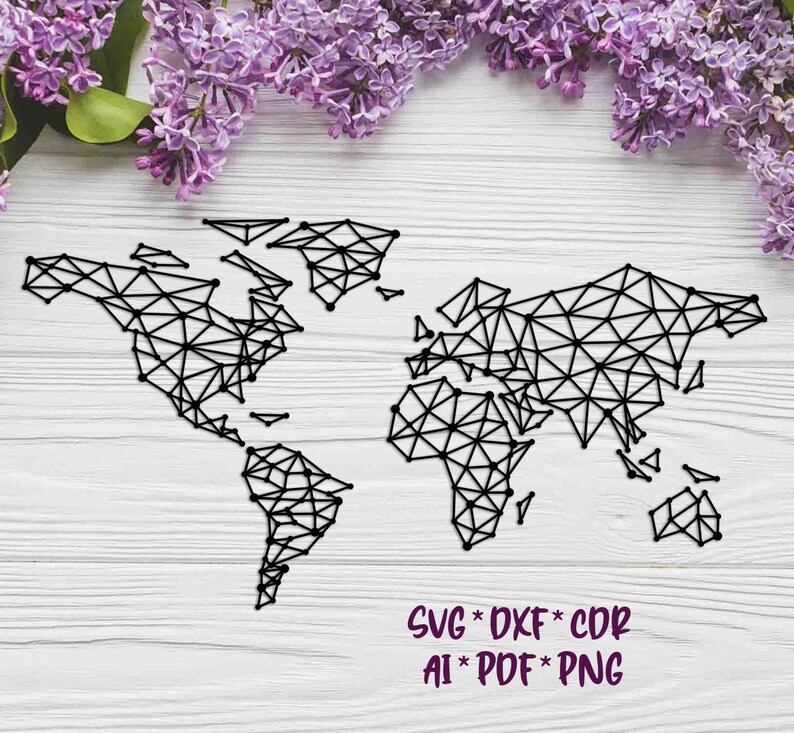 Map | Geometric | SVG, DXF, AI Digital Vector Design for Plasma and ...