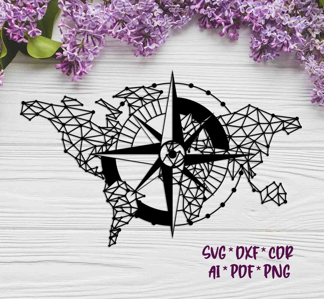 Map Wind Rose | Geometric | SVG, DXF, AI Digital Vector Design for ...