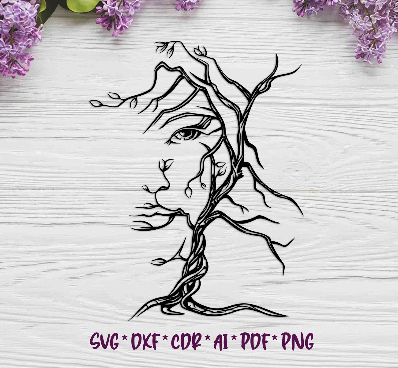 Tree Face SVG, DXF, AI Digital Vector Design for Plasma and Laser ...