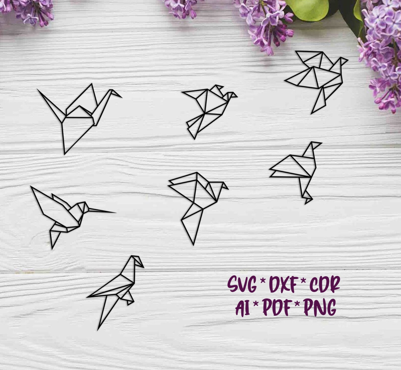 Origami Birds | Geometric | SVG, DXF, AI Digital Vector Design for ...
