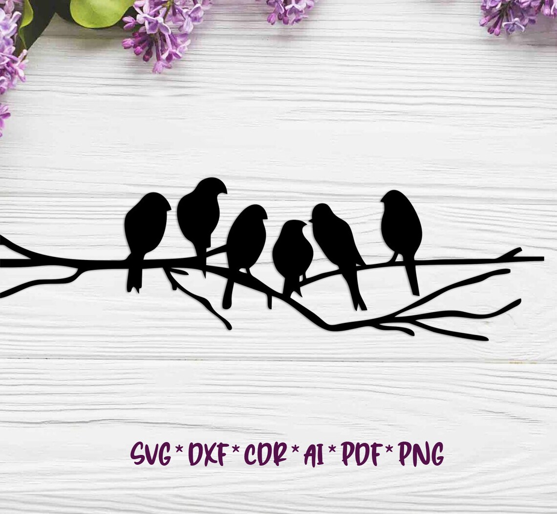 Birds on a Branch SVG DXF AI Digital Vector Files for - Etsy