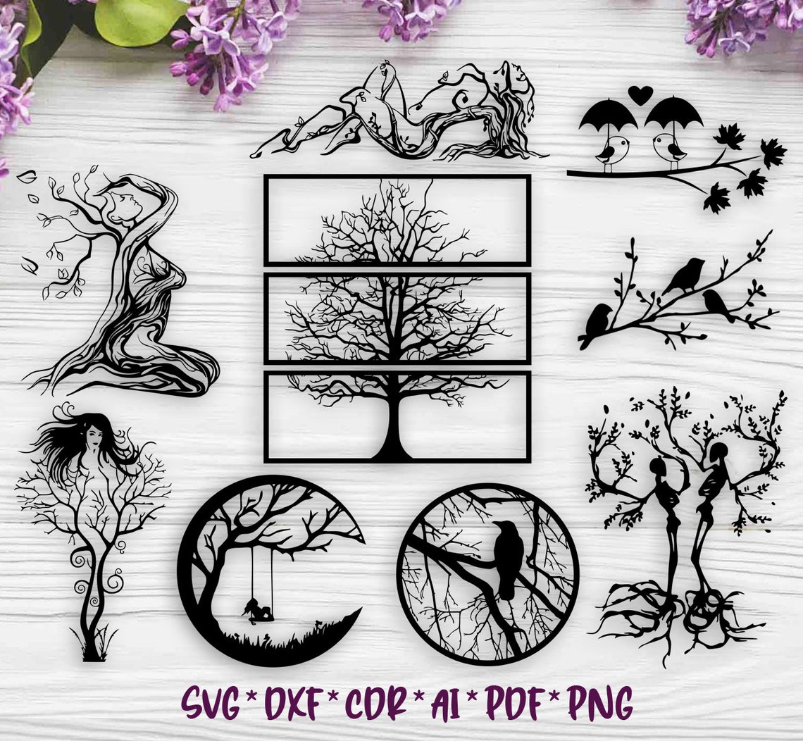 Branches and Trees Set 2 SVG DXF AI Digital Vector Files - Etsy