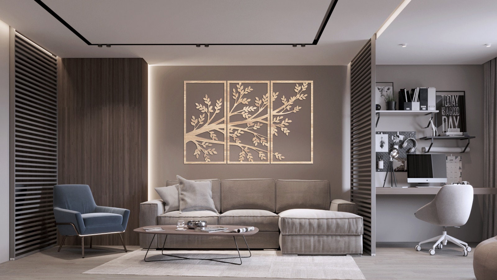 Spring Tree Branches 3 Panels SVG DXF AI Digital Vector - Etsy