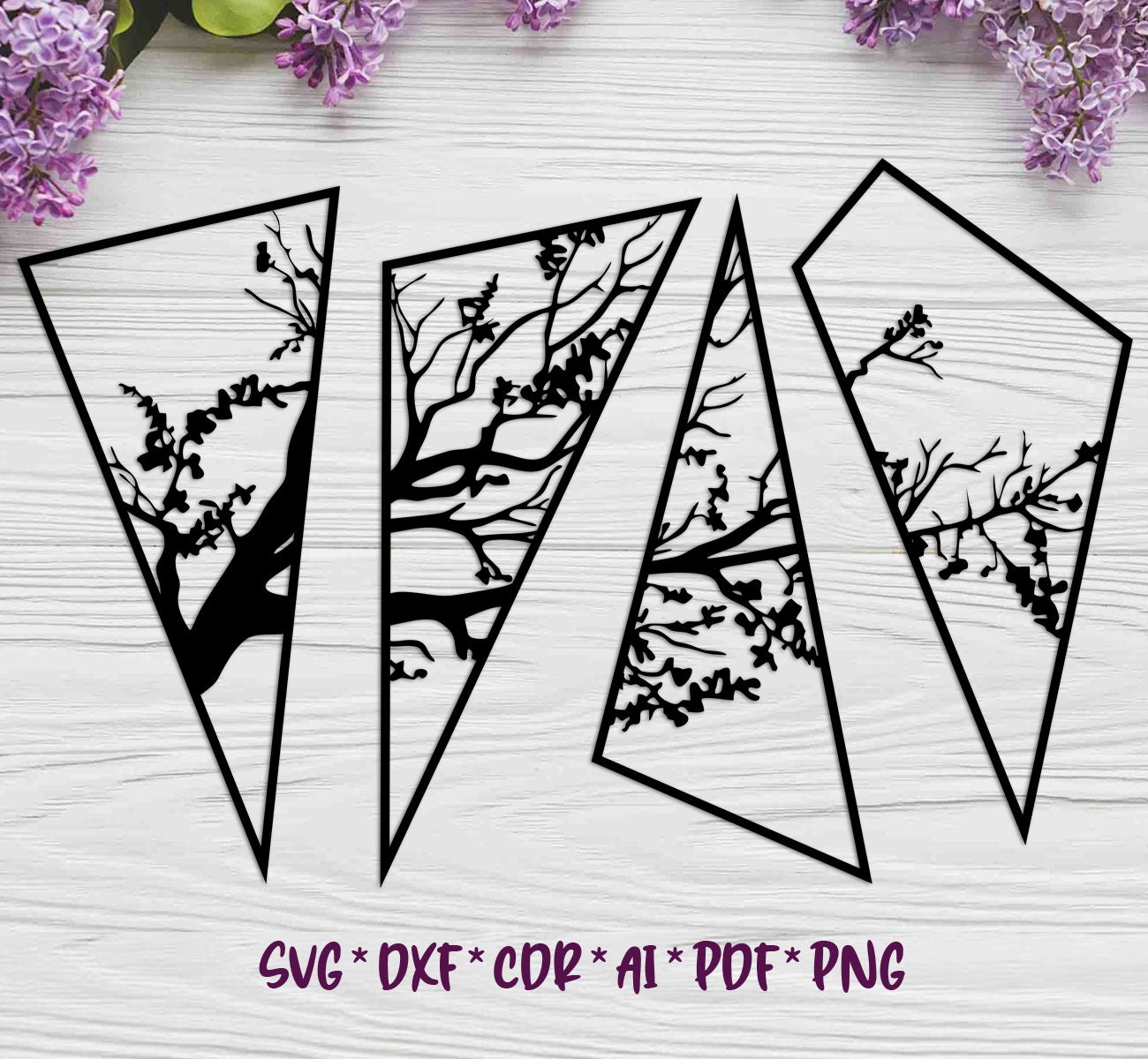 Tree Branches 4 Panels SVG DXF AI Digital Vector Design - Etsy