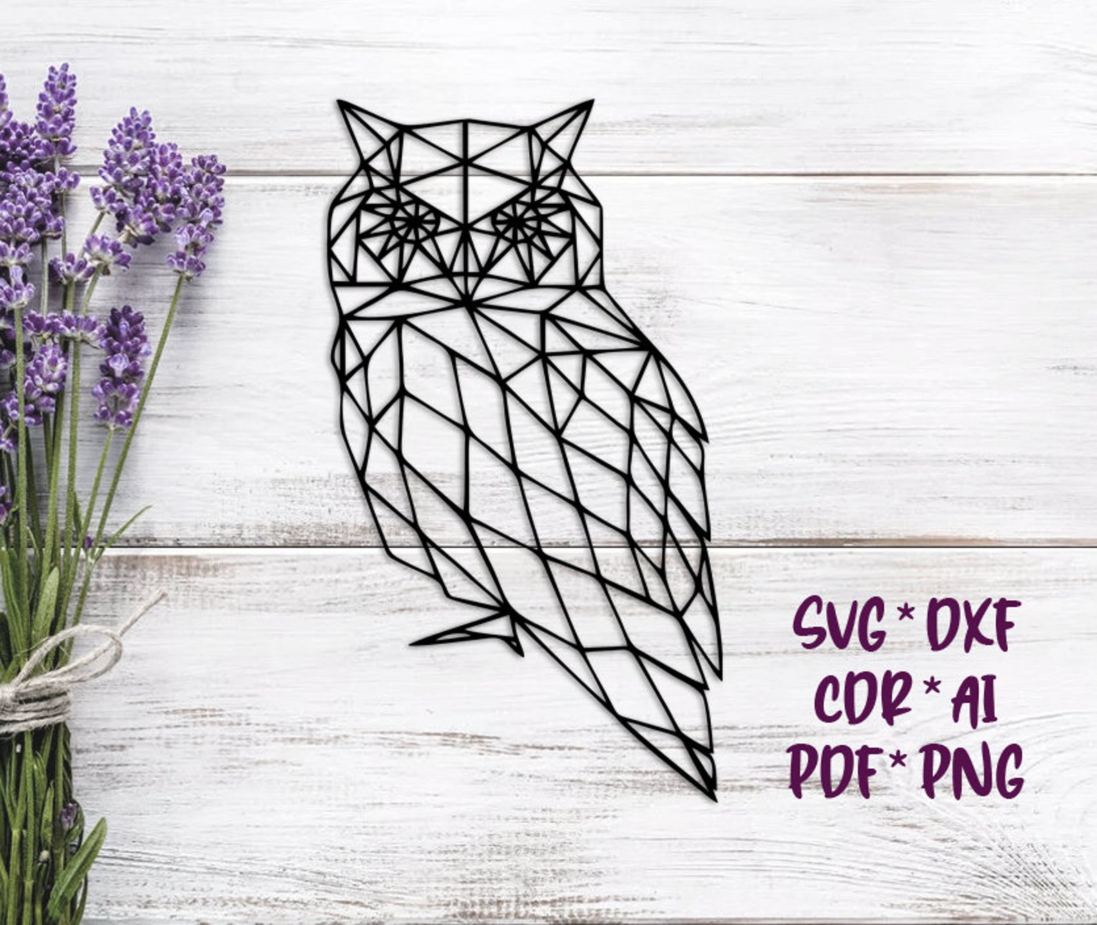 Owl Geometric SVG DXF AI Digital Vector Design for - Etsy